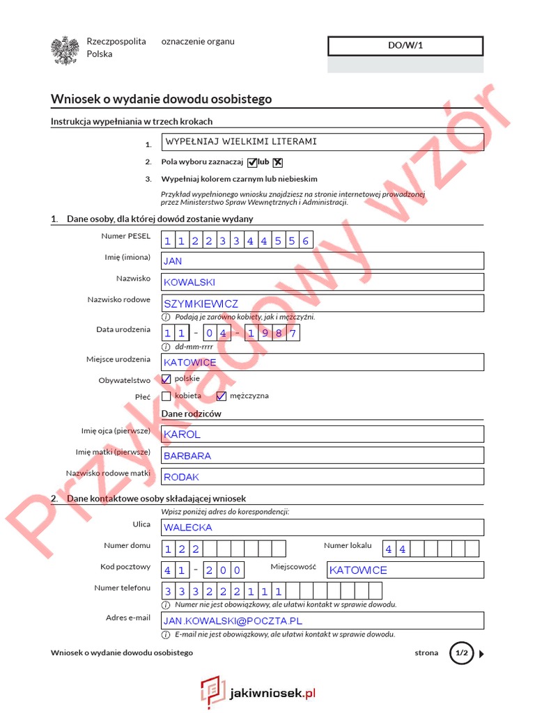 Dowod Osobisty Wzor Wniosku | PDF