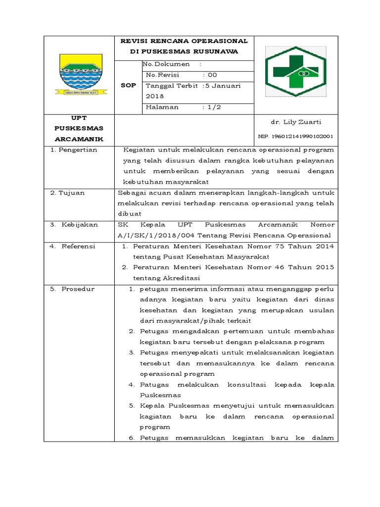 Sop Revisi Rencana Operasional | PDF