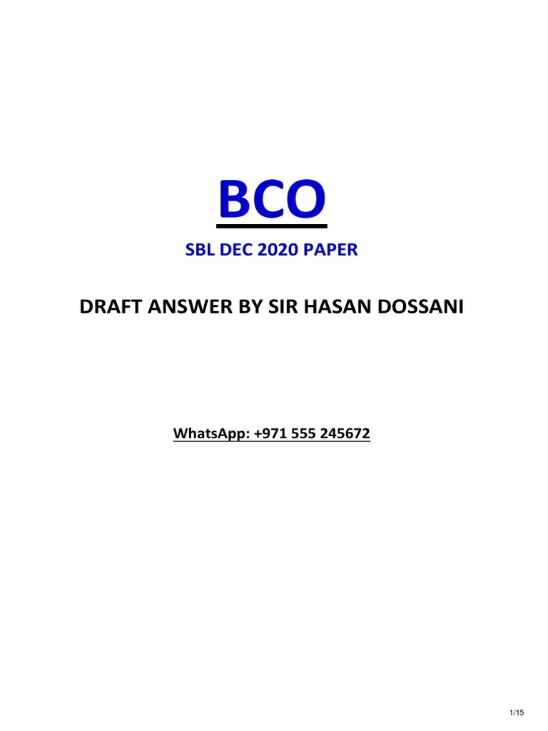 5 - BCO (Dec 2020) - Draft Answer by Sir Hasan Dossani (Full Drafting ... 5 - BCO (Dec 2020) - Draft Answer by Sir Hasan Dossani (Full Drafting ...