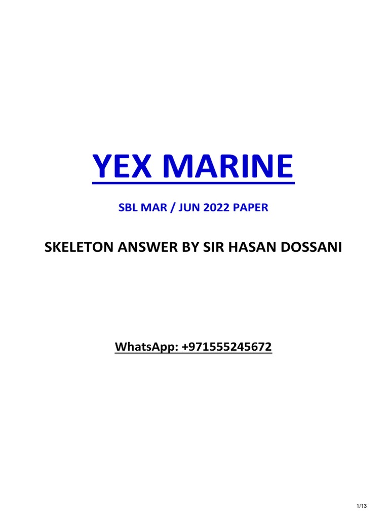 7 - Yex MArine (MAr Jun 2022) - Answer by Sir Hasan Dossani (Full Drafting) | PDF | Digital ...