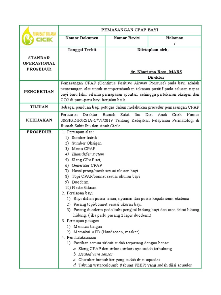 TERVERIFIKASI AMEL Sop Cpap | PDF