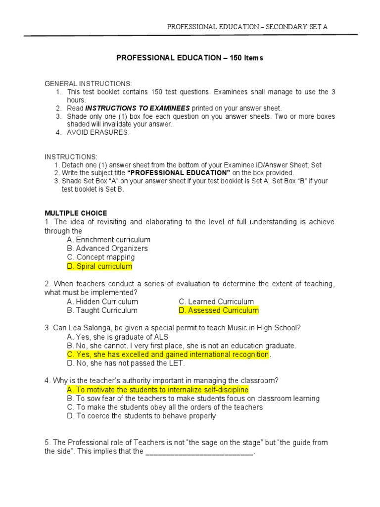 Preparing Secondary Students: An Overview of the Professional Education ...