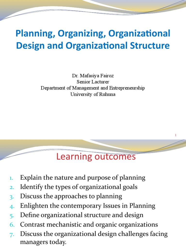 Planning and Organizing | PDF | Organizational Structure | Goal