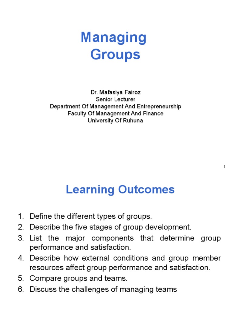 Managing Groups | PDF | Leadership | Group Cohesiveness
