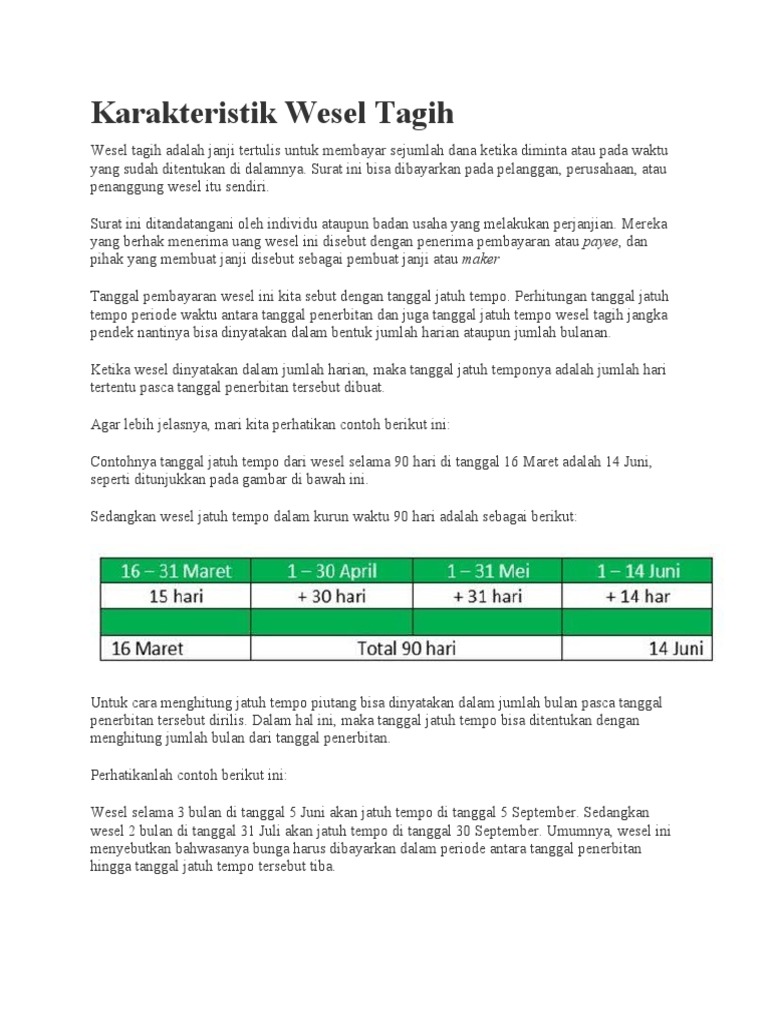 Karakteristik Wesel Tagih | PDF