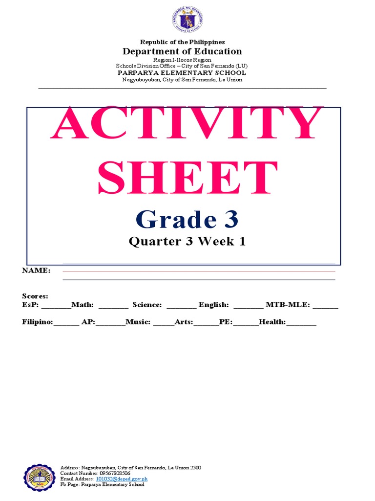 Activity Sheets Q3 | PDF