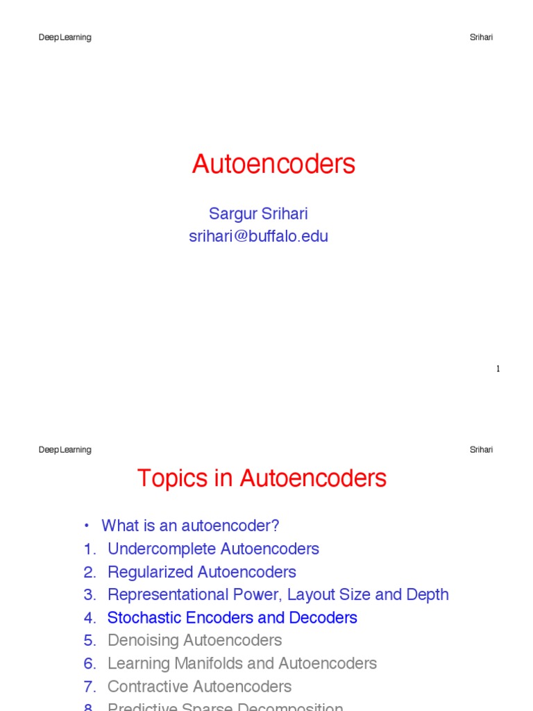 Autoencoders - Buffalo University | PDF | Deep Learning | Probability ...