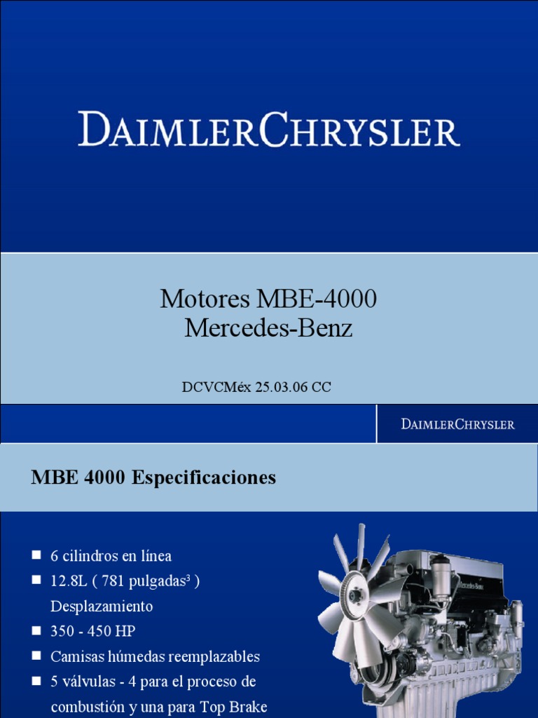 Especificaciones del Motor MBE 4000 | PDF | Inyección de combustible ...