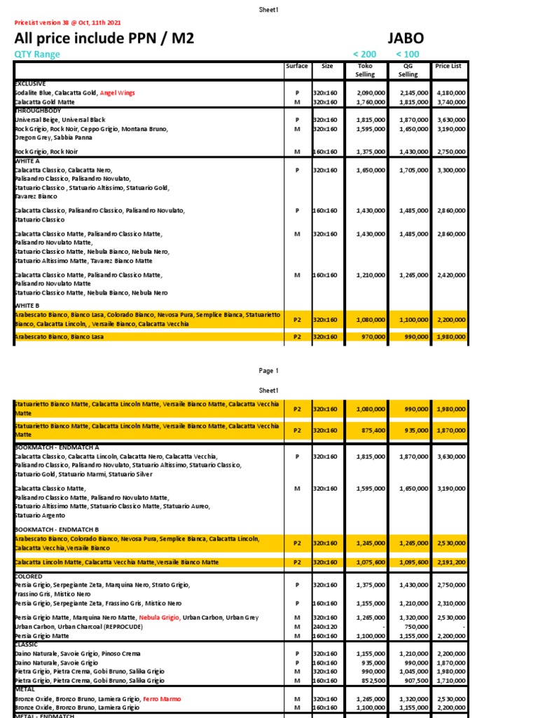 Price List Quadra | PDF