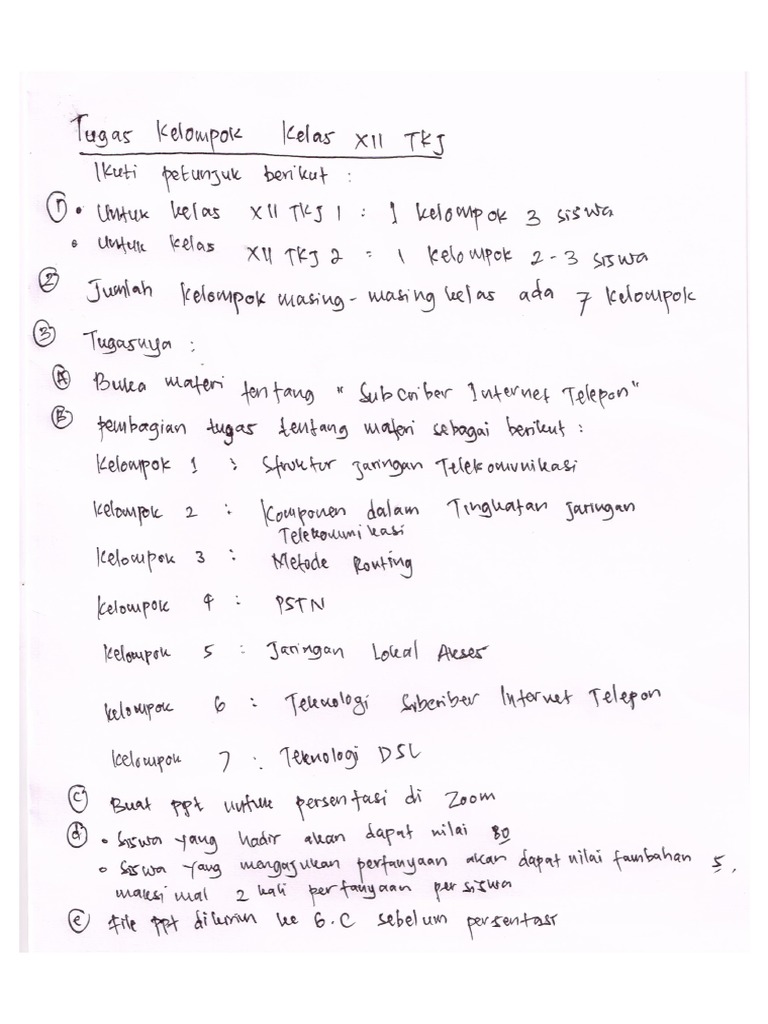 Tugas Kelompok 1 XII TKJ (Tugas Kelompok) | PDF