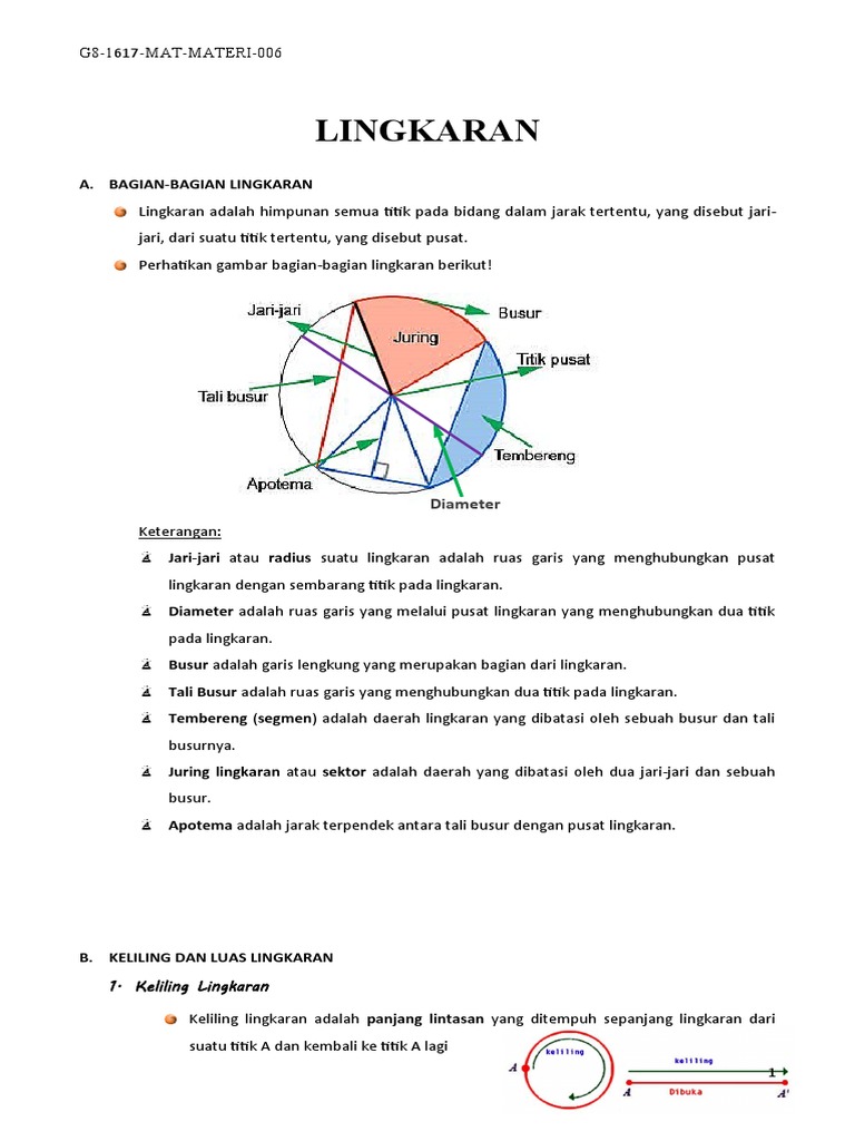 MATERI LINGKARAN SMP Kelas 8 | PDF