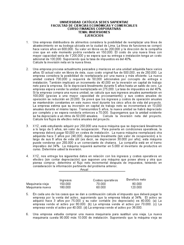 Ejercicios de Inversiones - UCSS | PDF | Economía Financiera | Dinero