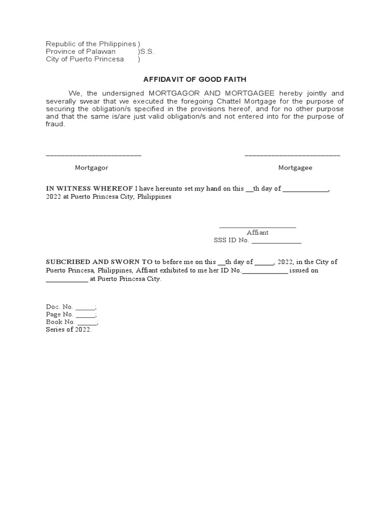 Affidavit of Good Faith | PDF | Law