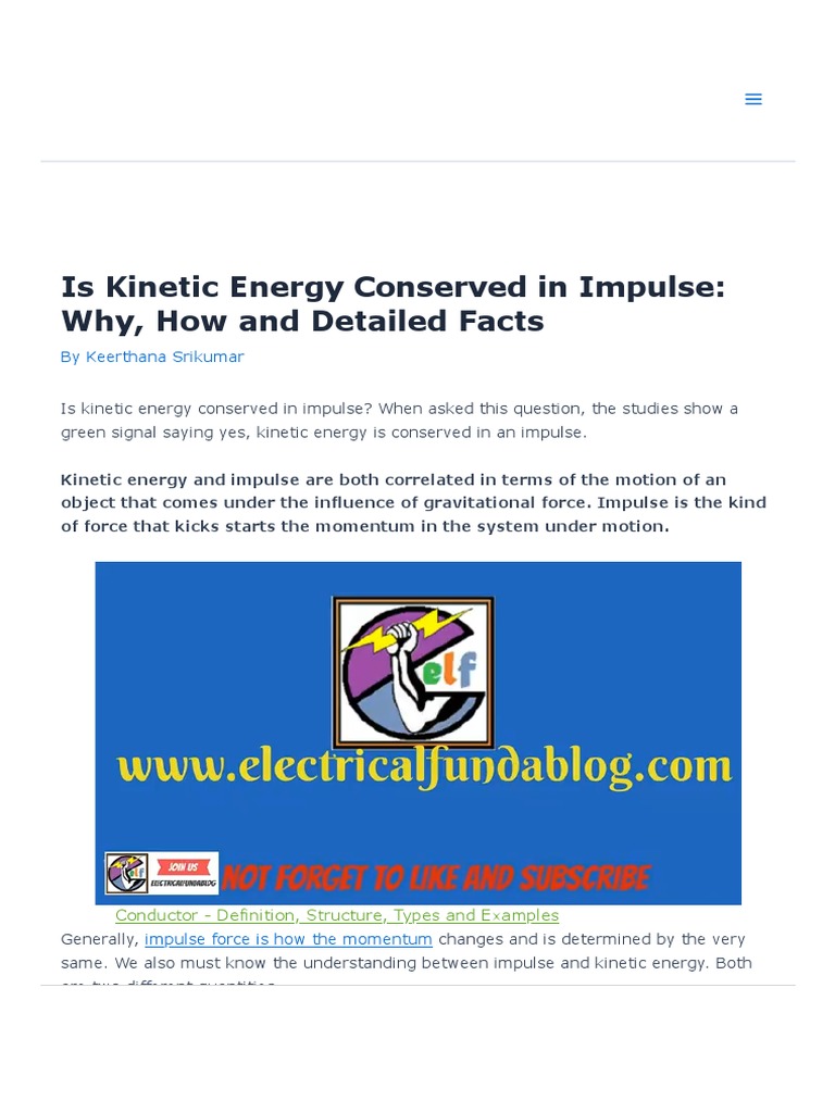 Is Kinetic Energy Conserved in Impulse - Why, How and Detailed Facts ...