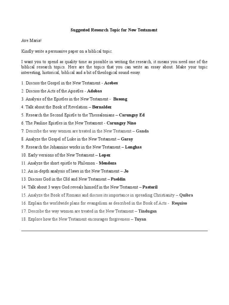 New Testament Topics and Names | PDF