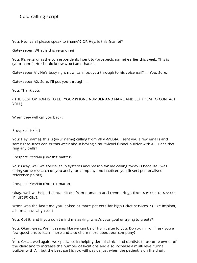 SOP - COLD CALLING - PDF 2 | PDF