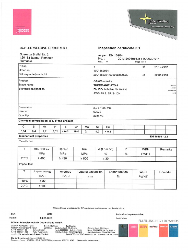 THERMANIT ATS4 Diam 2.0x1000 | PDF