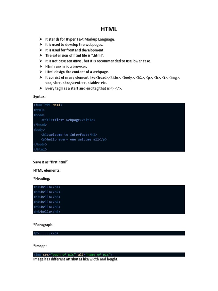 HTML | PDF | Html Element | Html