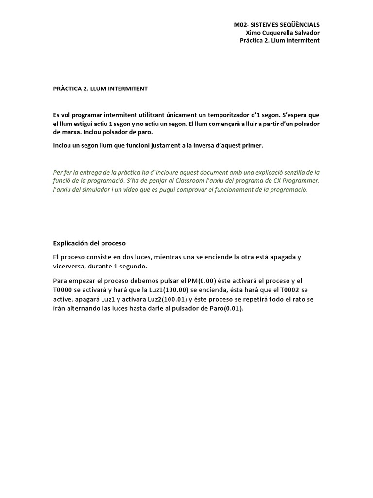 Pràctica 2. Llum Intermitent | PDF Pràctica 2. Llum Intermitent | PDF
