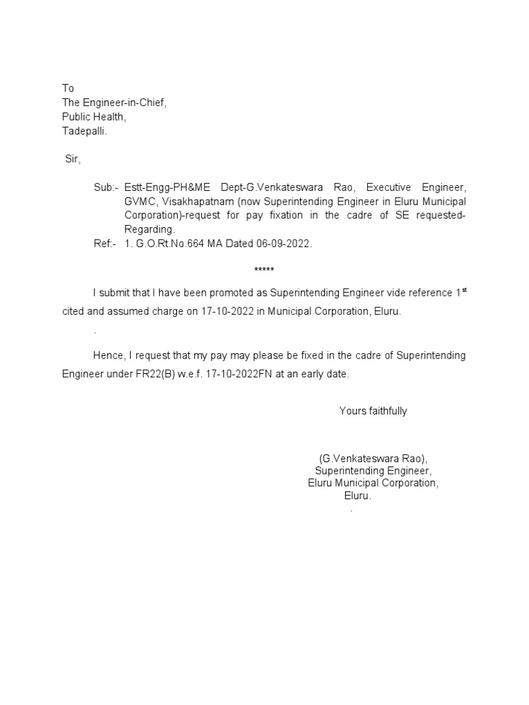 Pay Fixation Request for Promotion | PDF | Technology & Engineering
