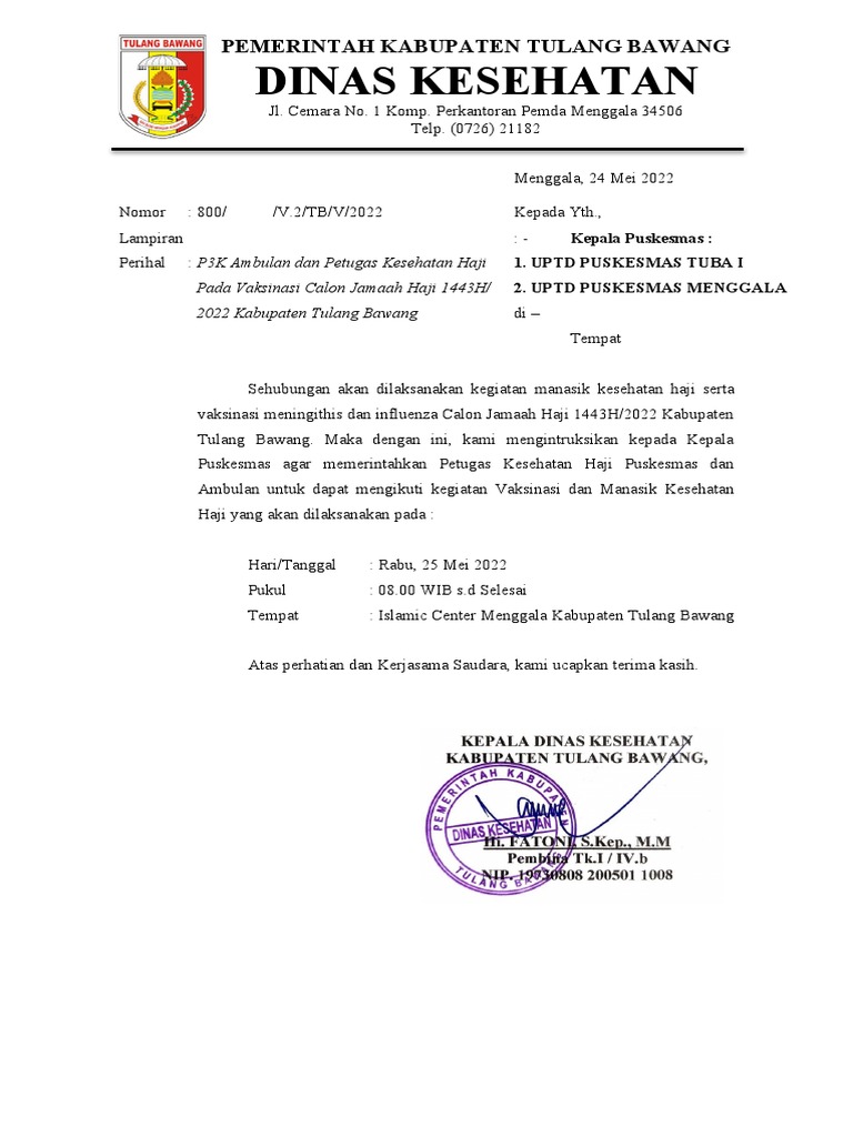 Surat Tugas Petugas Haji PKM | PDF Surat Tugas Petugas Haji PKM | PDF