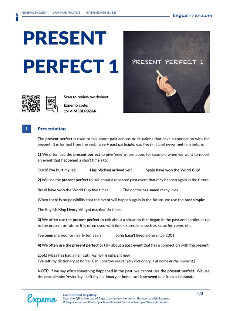 Present Perfect 1 British English Student | Download Free PDF | Grammar | Linguistics