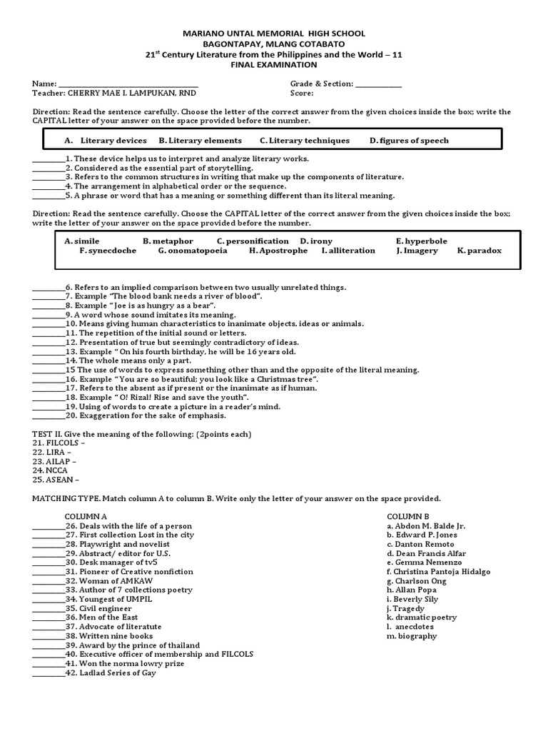 21st Century Literature - Final | PDF | Writing