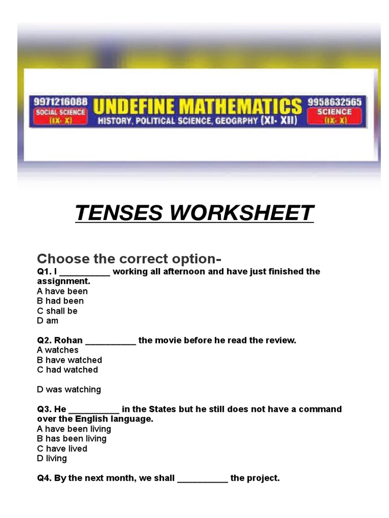 100 Tenses Question | PDF | Grammatical Tense | Verb