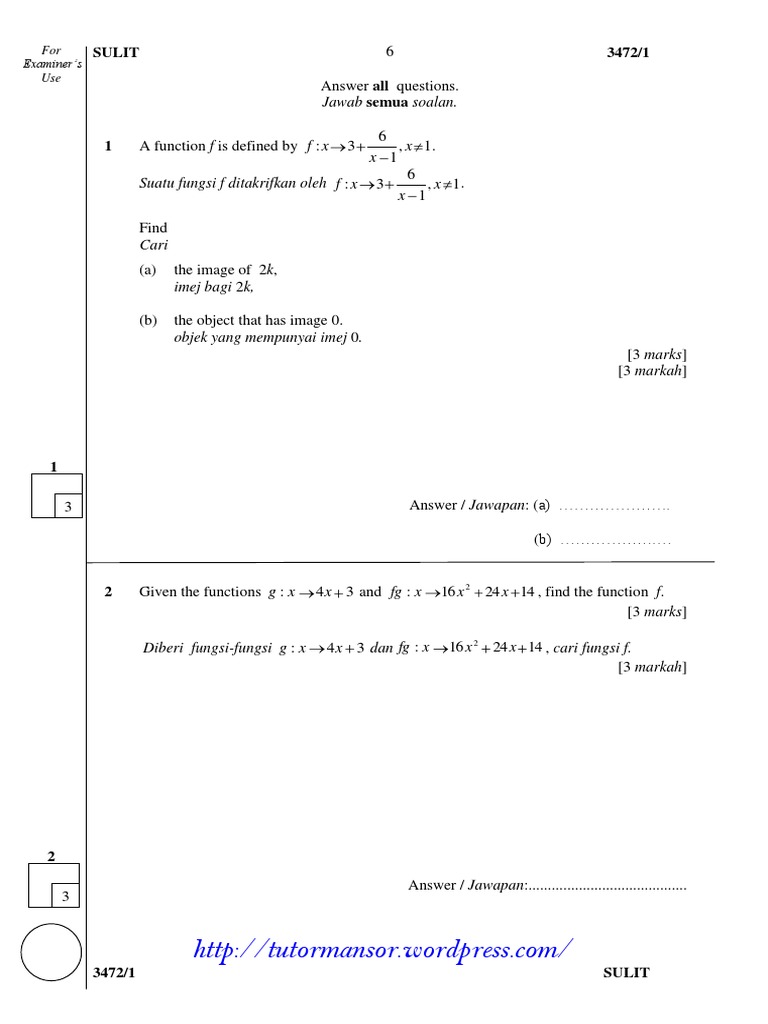 Add Math SPM Trial 2008 MRSM p1 Ans | PDF | Mathematical Concepts ...