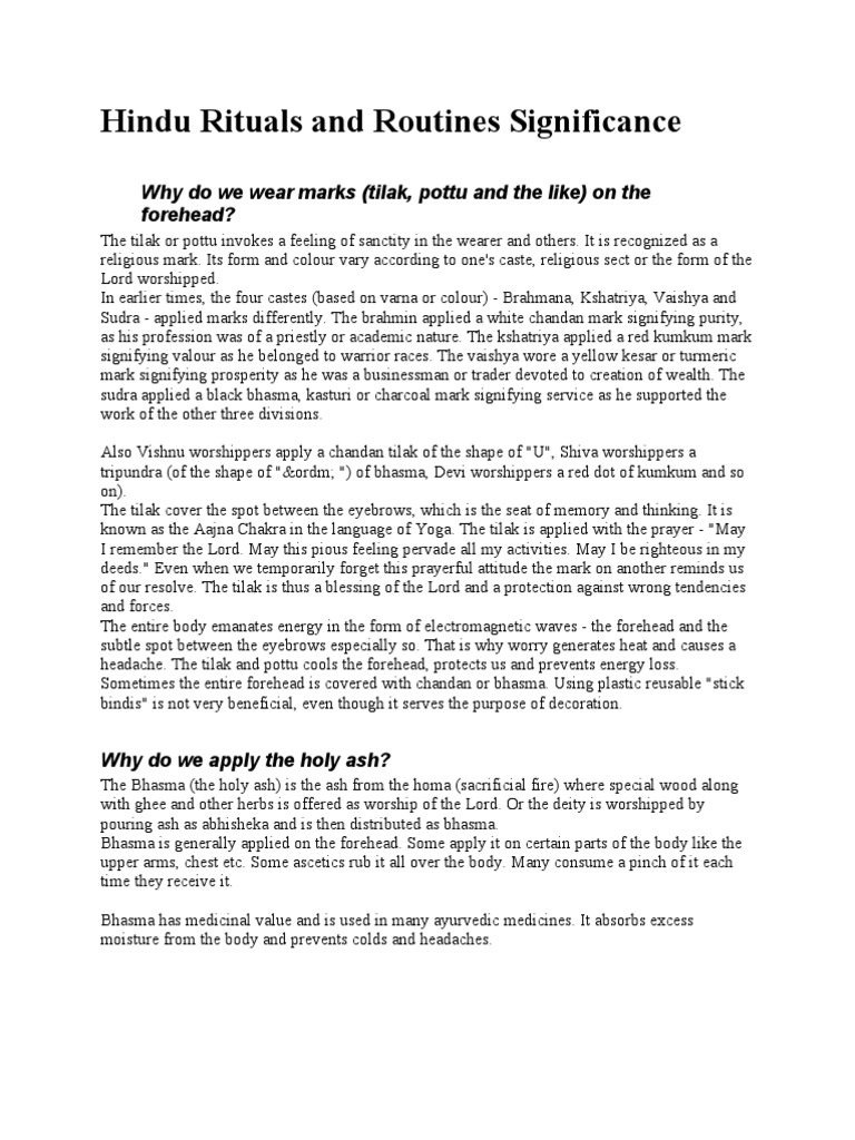 Hindu Rituals and Routines | PDF | Fasting | Foods