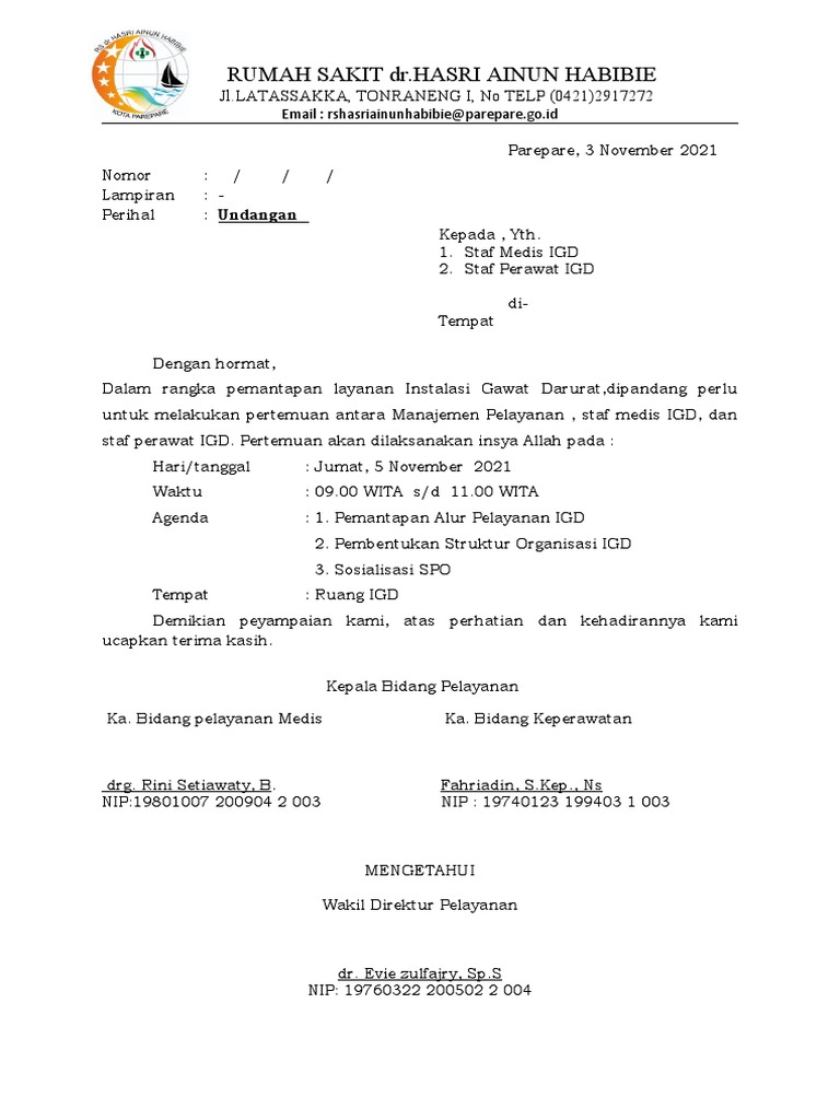 Contoh Surat Undangan Rapat | PDF