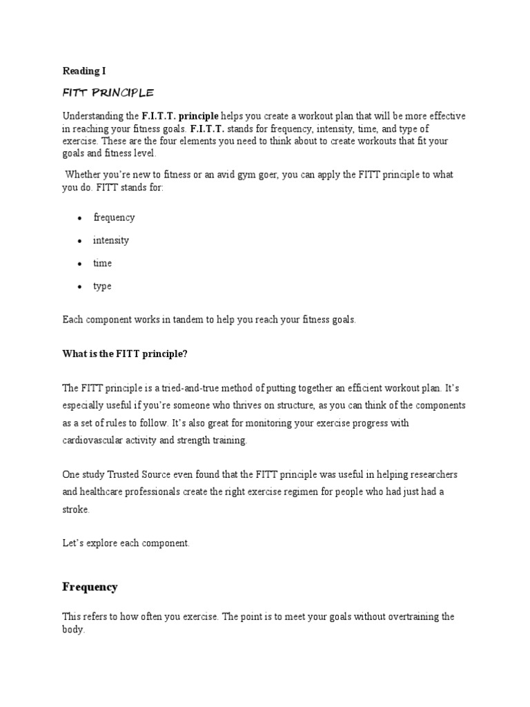 FITT PRINCIPLE Training Program Design | PDF | Aerobic Exercise ...