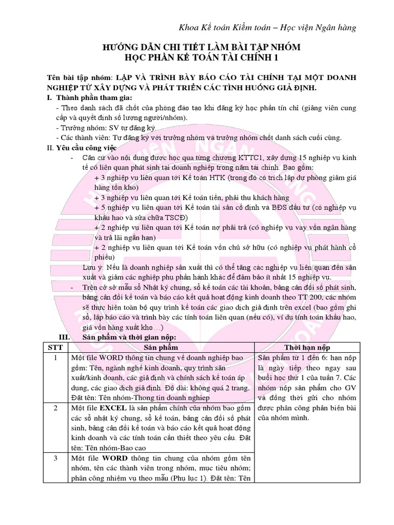 Huong Dan Bai Tap Nhom KTTC1 (2022-2023) | PDF