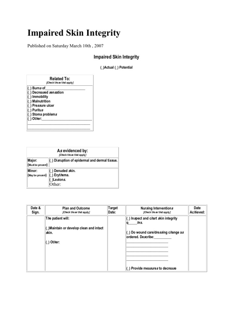 Impaired Skin Integrity | PDF | Burn | Shock (Circulatory)