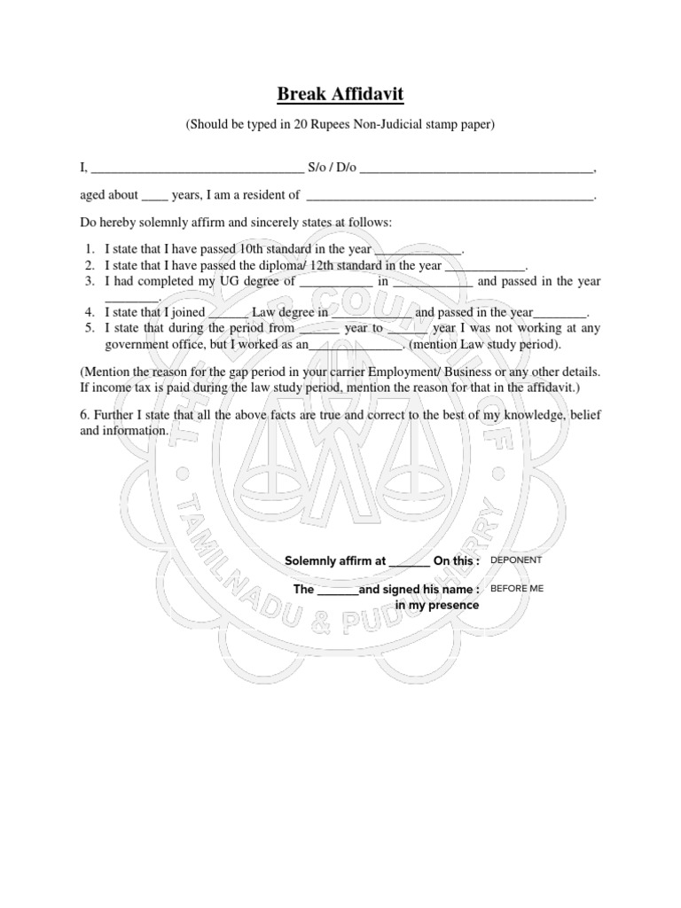 Enrolment Sample Break Affidavit v2 | PDF