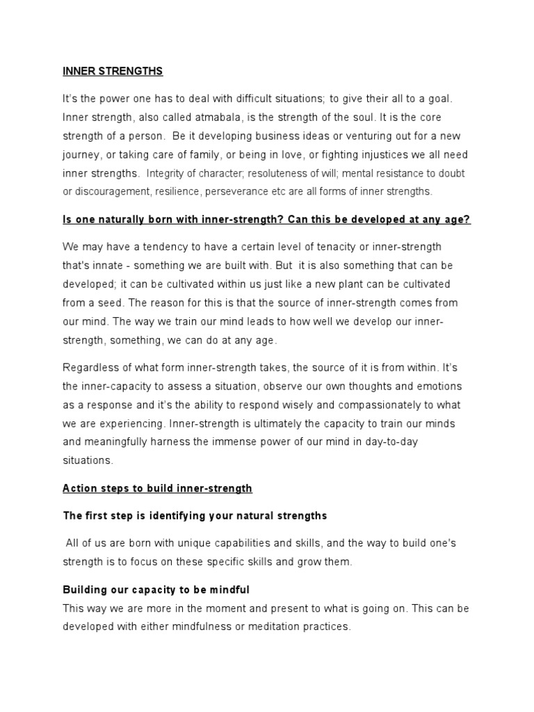 Inner Strengths and Ways To Cultivate | PDF | Compassion | Mind