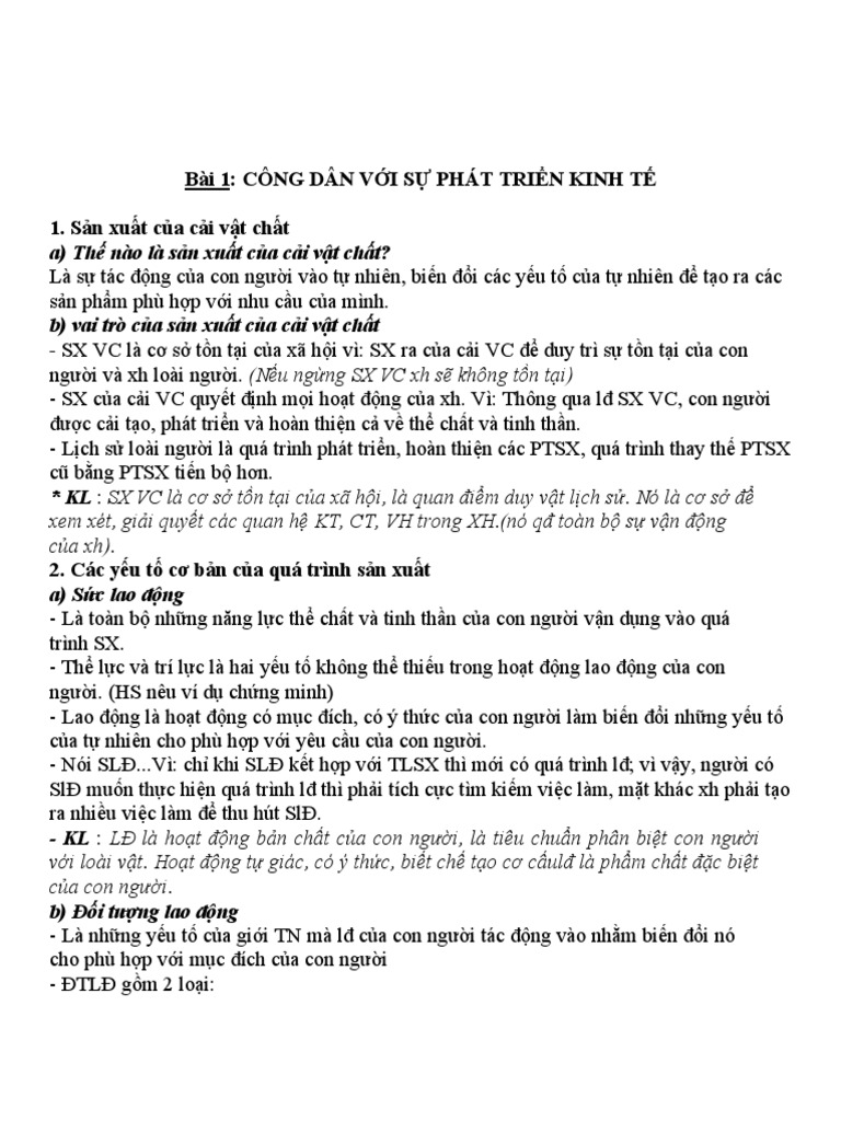 Tóm Tắt Lý Thuyết Gdcd 11 | PDF