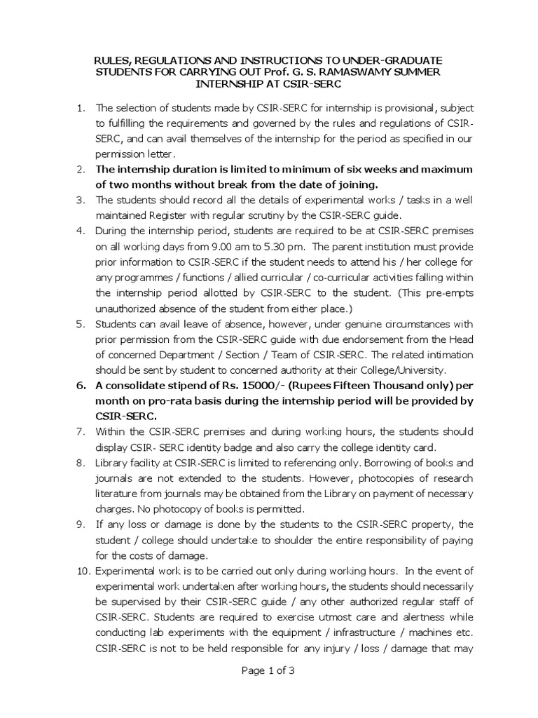 Internship Rules and Regulations | PDF | Internship | Job Hunting