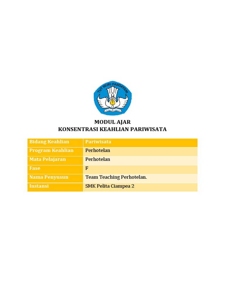 Modul Ajar Perhotelan | PDF