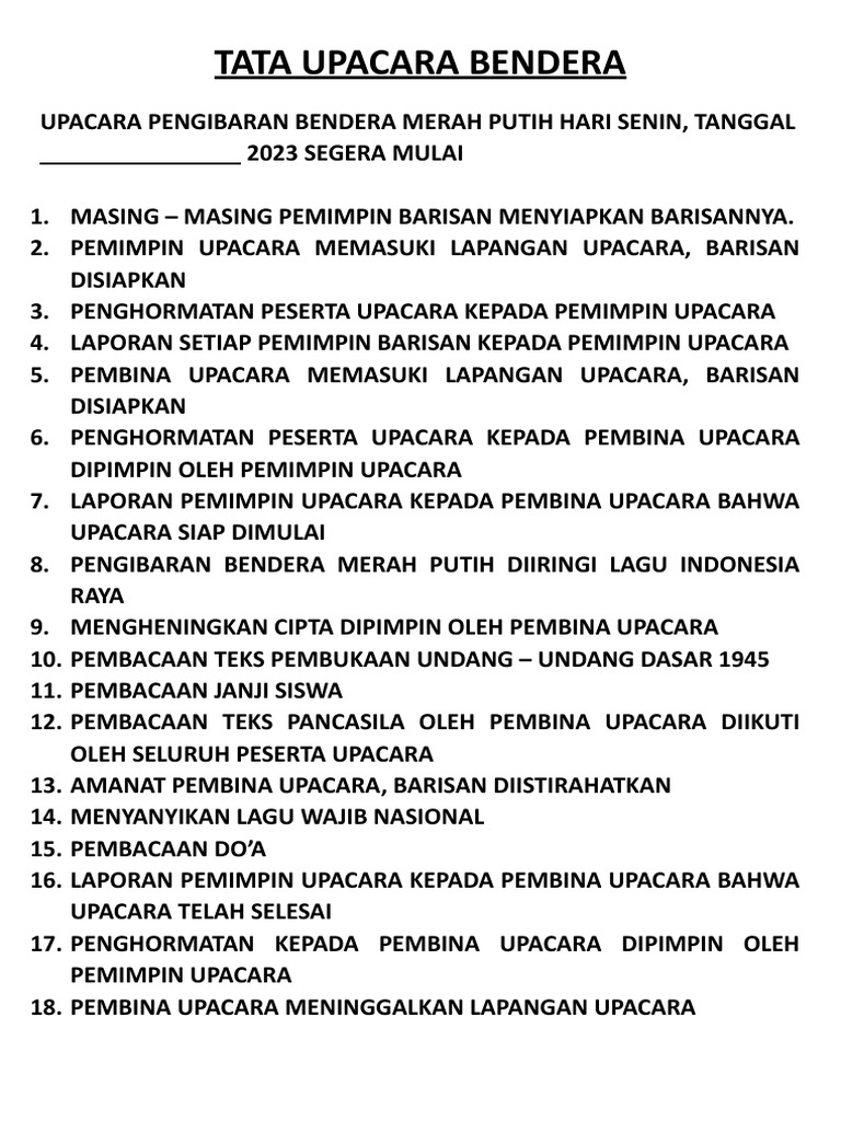 TATA UPACARA BENDERA | PDF