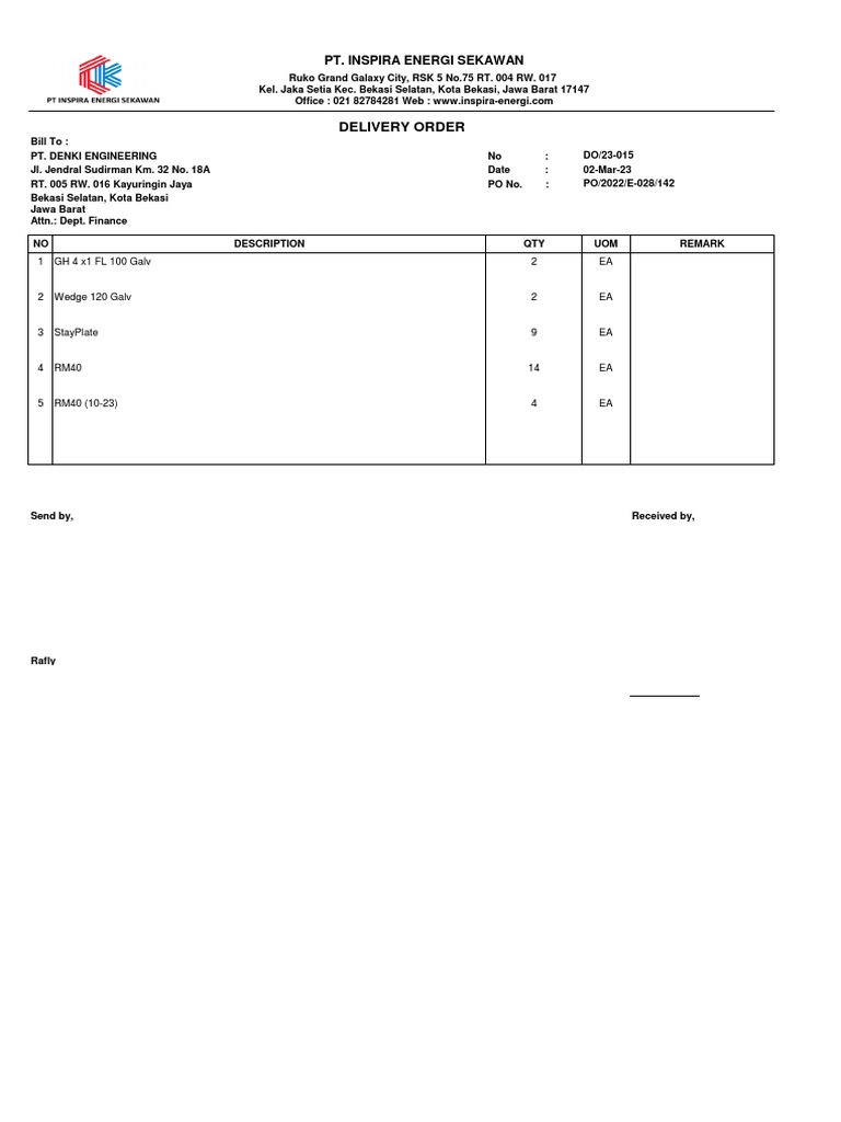 Faktur untuk PT. Denki Engineering | PDF