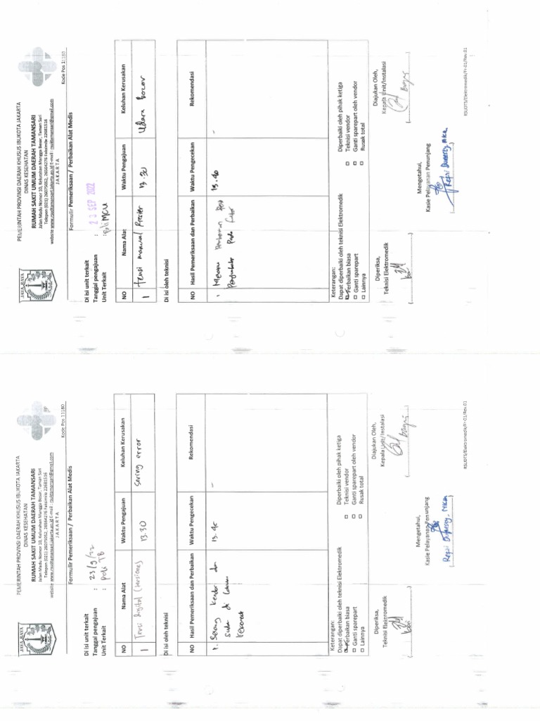 Form Perbaikan Alat Medis | PDF