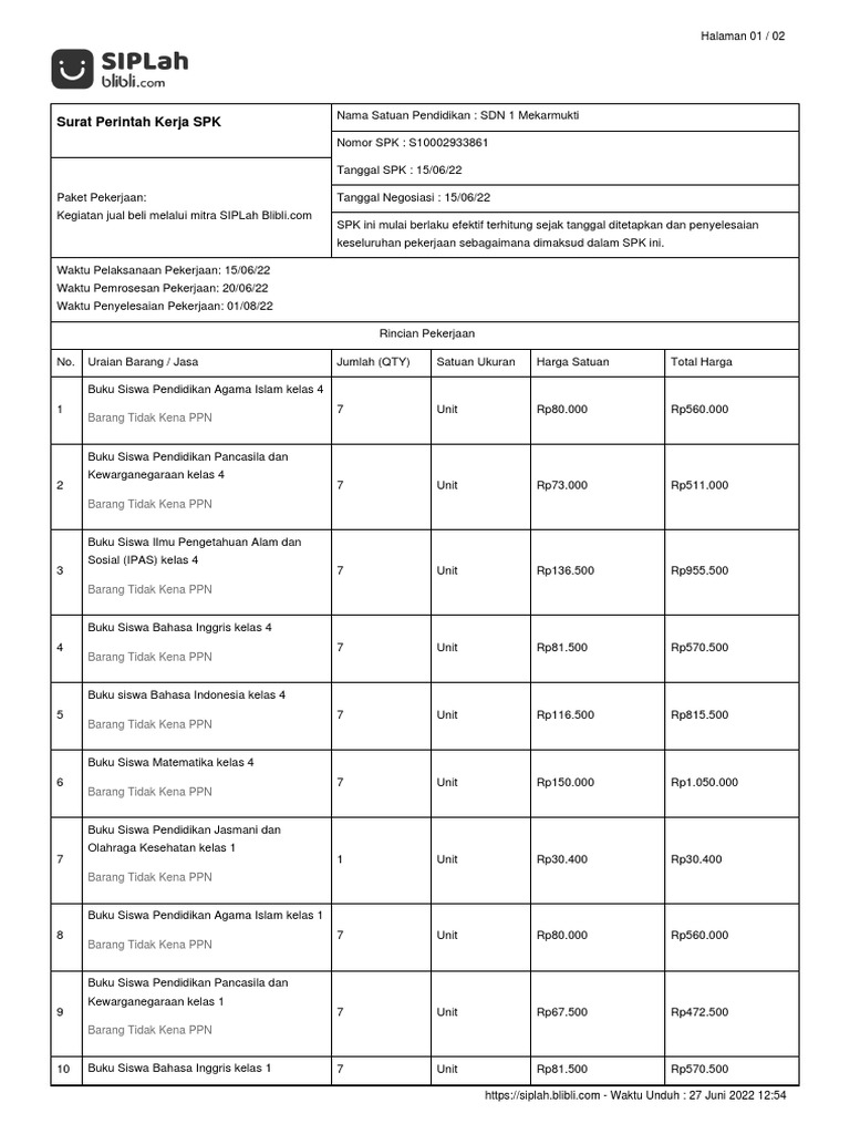 SPK Siplah NB MKR 1 | PDF