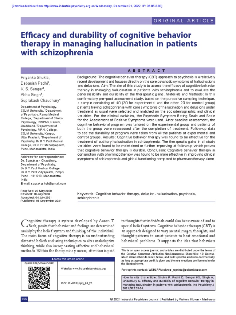 Jurnal Jiwa 4 | PDF | Cognitive Behavioral Therapy | Schizophrenia