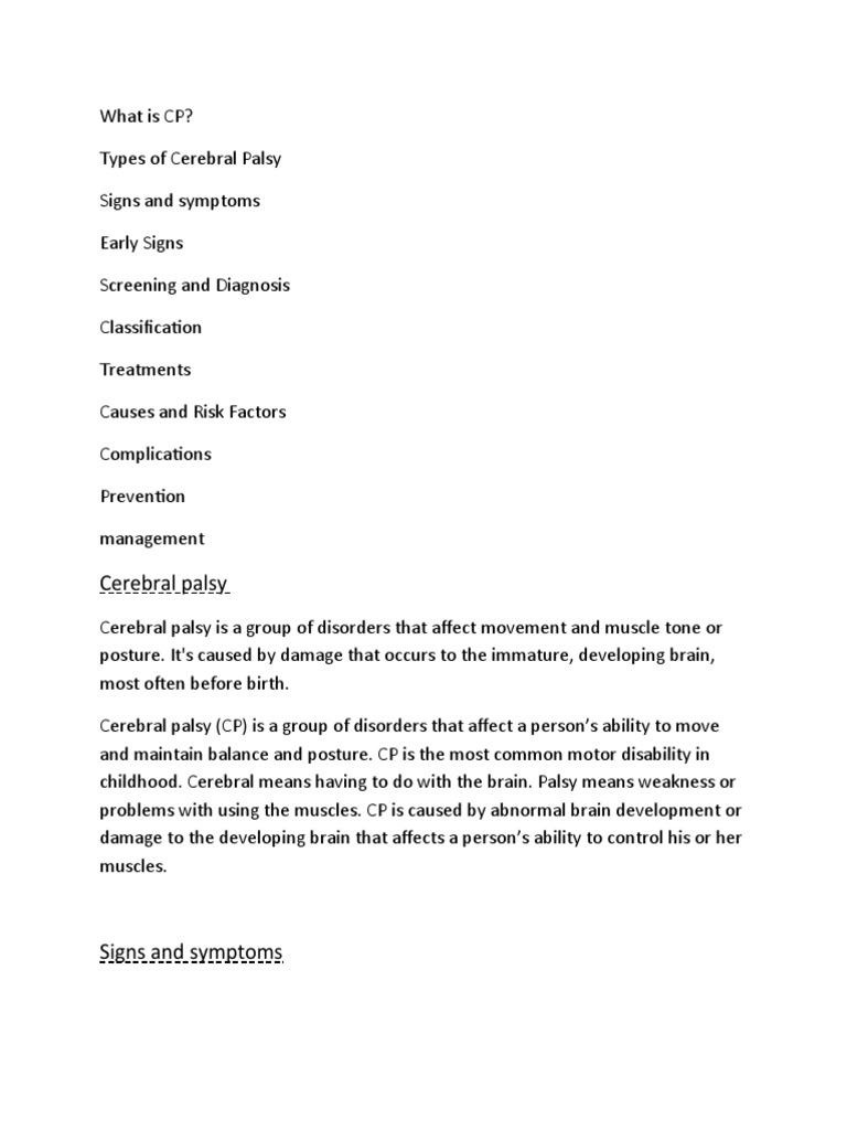 Cerebral Palsy Pdf Cerebral Palsy Clinical Medicine