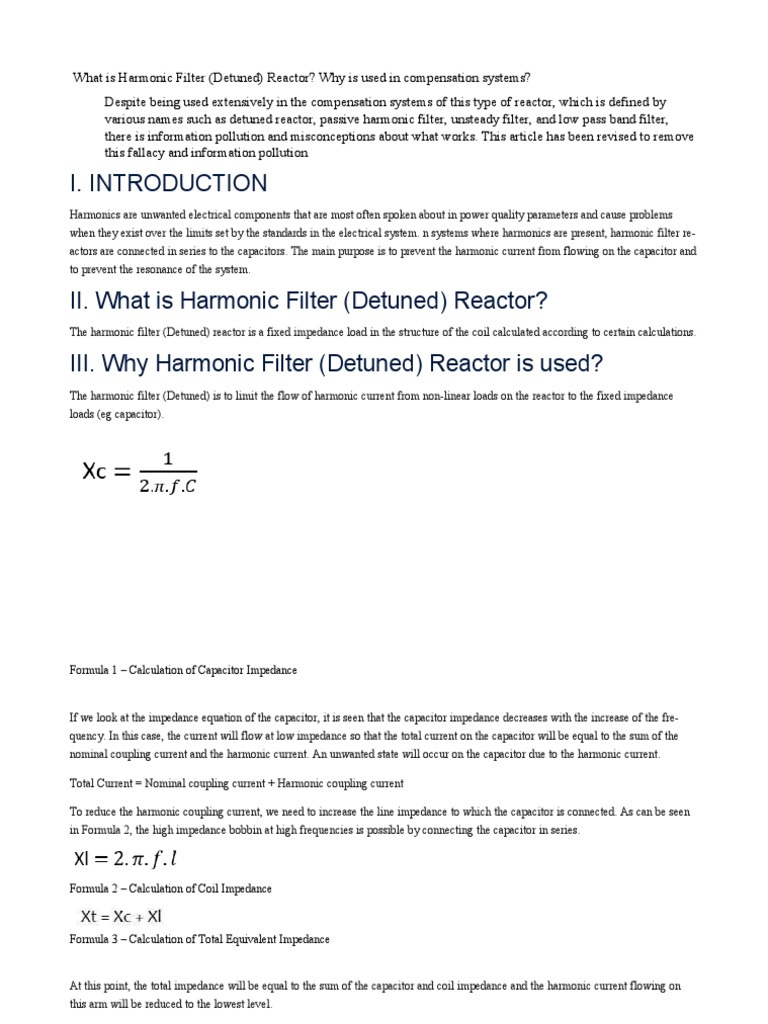 Harmonic Filter (Detuned) | PDF | Inductor | Electrical Impedance