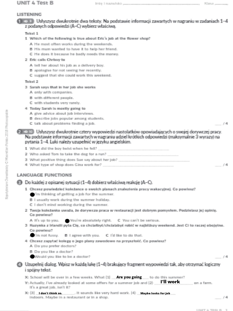 Klasa 7 Grupa B Unit 4 Macmilian | PDF