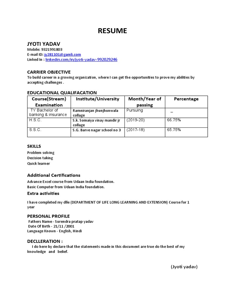 Jyoti Resume | PDF | Business
