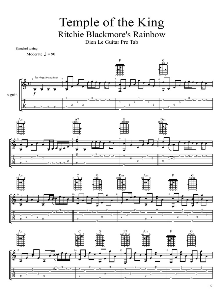 Temple of The King - Guitar Tutorial + TAB | PDF