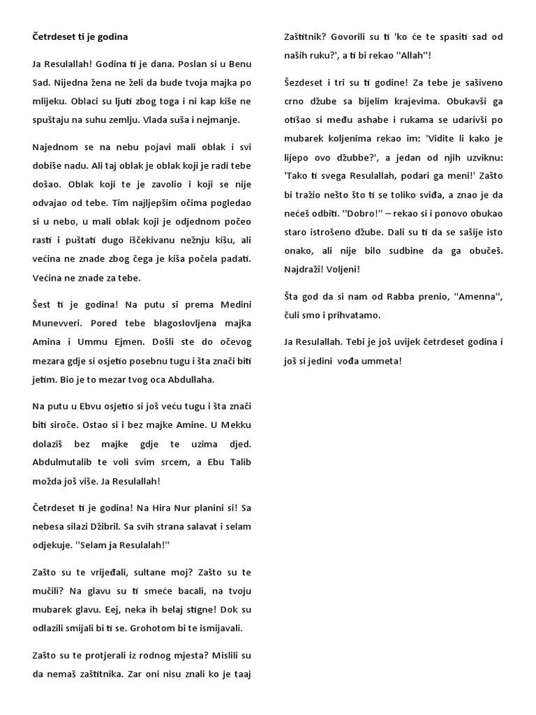 POEMA, Četrdeset Ti Je Godina | PDF